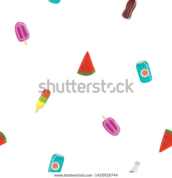 Seamless Pattern Cute Food Snack Vector Stock Vector (Royalty Free ...
