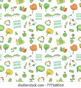 Seamless Pattern Cute Go Green Icons Stock Vector (Royalty Free ...