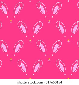Seamless Pattern Cute Pink Rabbits Vector Stock Vector (Royalty Free ...