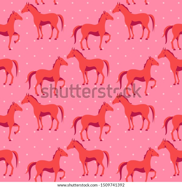 Seamless Pattern Cute Tiny Horse On Stock Vector (Royalty Free ...