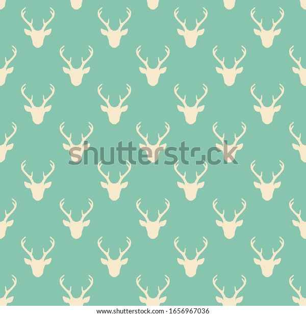 Seamless Pattern Deer Heads Silhouettes Vector Stock Vector (Royalty ...
