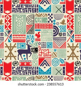 Seamless Pattern Deer Northern National Patterns Stock Vector (Royalty ...