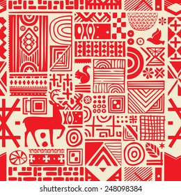 Seamless Pattern Deer Northern National Patterns Stock Vector (Royalty ...