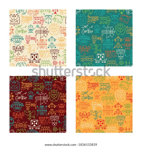 Seamless Pattern Demon Symbols Their Sigils Stock Vector (Royalty Free ...