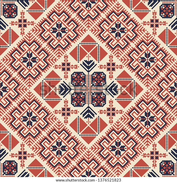 Seamless Pattern Design Traditional Palestinian Embroidery Stock Vector ...