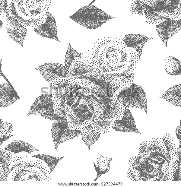 Seamless Pattern Dotted Roses Floral Background Stock Vector (Royalty ...