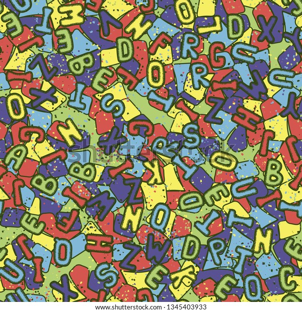 Seamless Pattern Drawn Letters Latin Alphabet Stock Vector (Royalty ...
