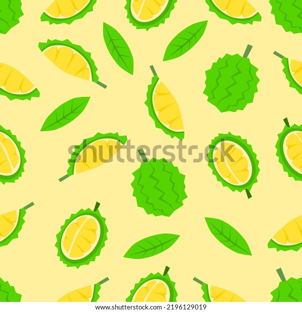 Seamless Pattern Durian Fruits Leaves Backdrop Stock Vector (Royalty ...