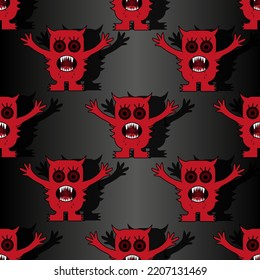 Seamless Pattern Evil Monsters Raised Hand Stock Vector (Royalty Free ...