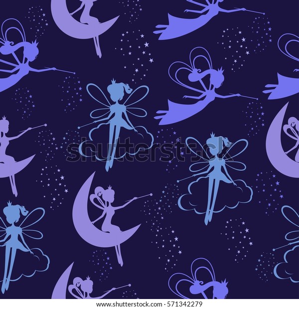 Seamless Pattern Fairypattern Fairy Flying Fairy Stock Vector (Royalty ...