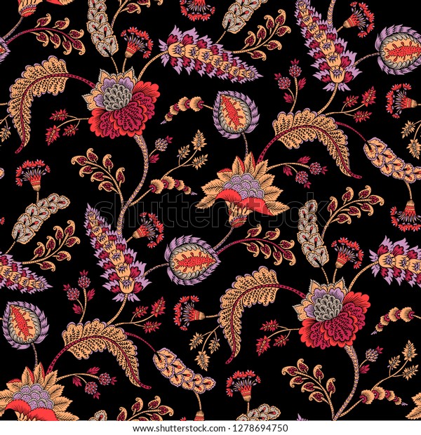 Seamless Pattern Fantasy Flowers Natural Wallpaper Stock Vector ...