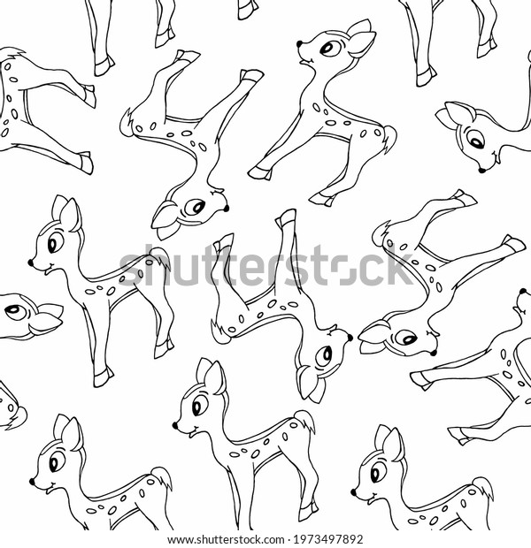 Seamless Pattern Fawns On White Background Stock Vector (Royalty Free ...