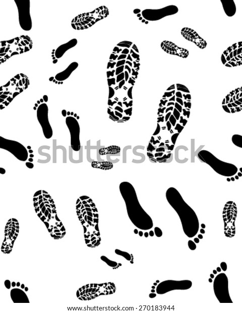 Seamless Pattern Footprint On White Background Stock Vector (Royalty ...