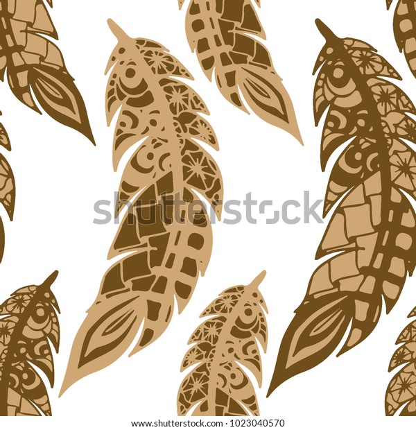 Seamless Pattern Gentle Feathers Feminine White Stock Vector (Royalty ...