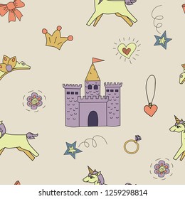 Seamless Pattern Girls On Theme Little Stock Vector (Royalty Free ...