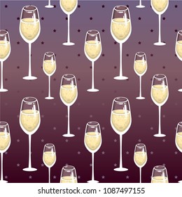 Seamless Pattern Glasses Prosecco Champagne Vector Stock Vector ...