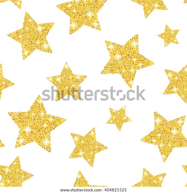 Seamless Pattern Gold Stars Golden Glitter Stock Vector (Royalty Free ...