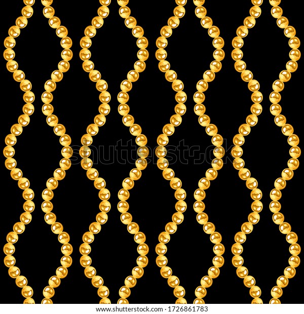 Seamless Pattern Golden Chains On Black Stock Vector Royalty Free