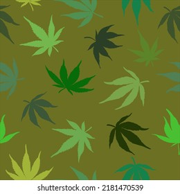 Seamless Pattern Green Cannabis Leaves On Stock Vector (Royalty Free ...