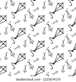 Seamless Pattern Hand Drawn Kite Doodle Stock Vector (Royalty Free ...