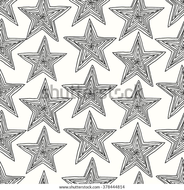 Seamless Pattern Hand Drawn Stars Stock Vector (Royalty Free) 378444814 ...