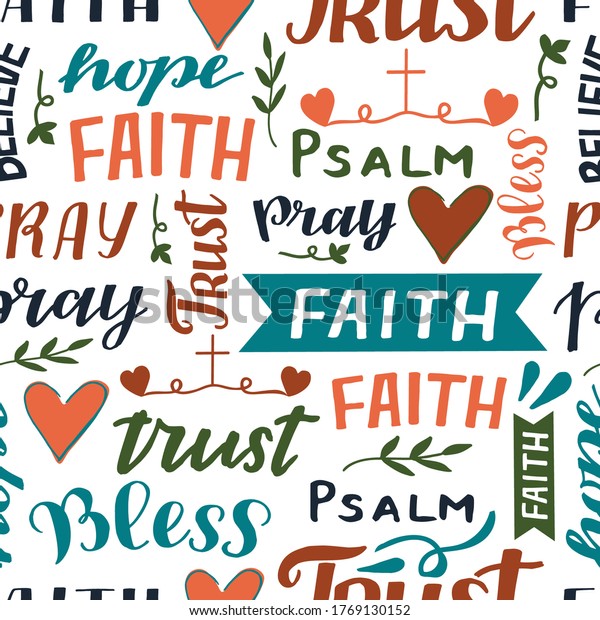 Seamless Pattern Hand Lettering Words Faith Stock Vector (Royalty Free ...