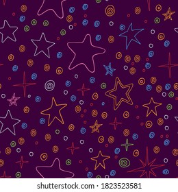 Seamless Pattern Handdrawn Stars Retro Vintage Stock Vector (Royalty ...