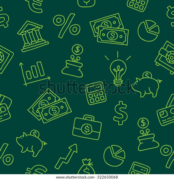 Seamless Pattern Icons Finance On Dark Stock Vector (Royalty Free ...