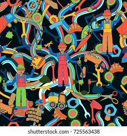 Seamless Pattern Illustration Images Tools Construction Stock Vector ...