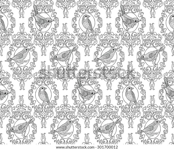 Seamless Pattern Image Birds Fretwork Vector Stock Vector (Royalty Free ...