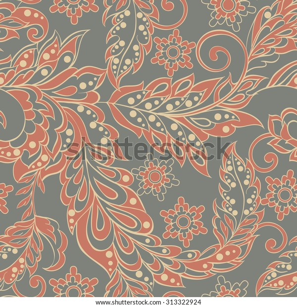 Seamless Pattern Indian Style Floral Vector Stock Vector (Royalty Free ...