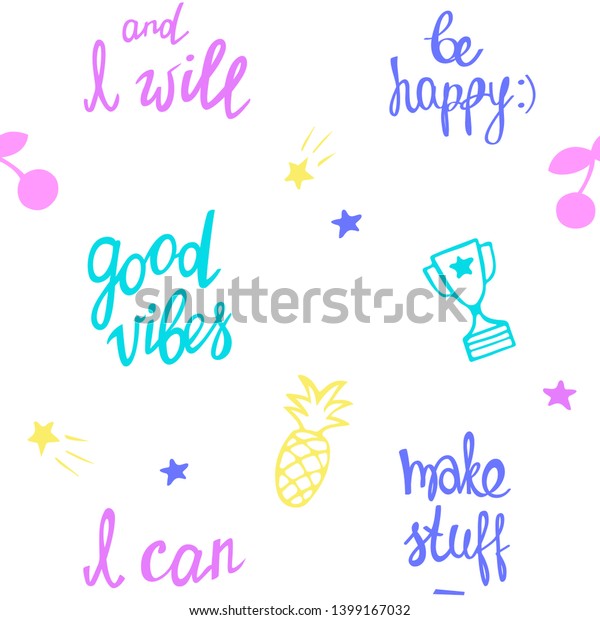 Seamless Pattern Inspirational Motivational Quotes Vector Stock Vector ...