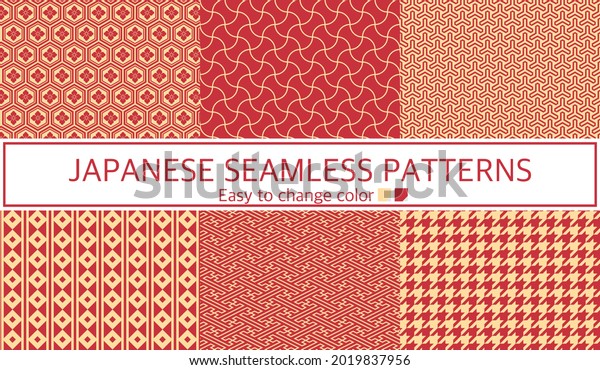 Seamless Pattern Japanese Pattern Red Gold Stock Vector (Royalty Free ...