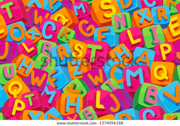 Seamless pattern kids alphabet. Vector color background