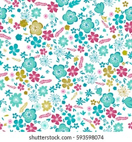 Seamless Pattern Flowers Design Small Colorful Stock Vector (Royalty ...