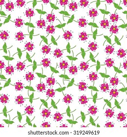 Seamless Pattern Made Pink Illustrated Flowers Stock Vector (Royalty ...
