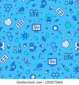 Seamless Pattern Medicine Laboratory Lab Tests: vector de stock (libre ...