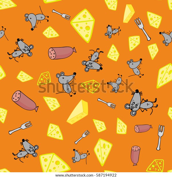 Seamless Pattern Mice Cheese Textiles Wallpaper Stock Vector (Royalty ...