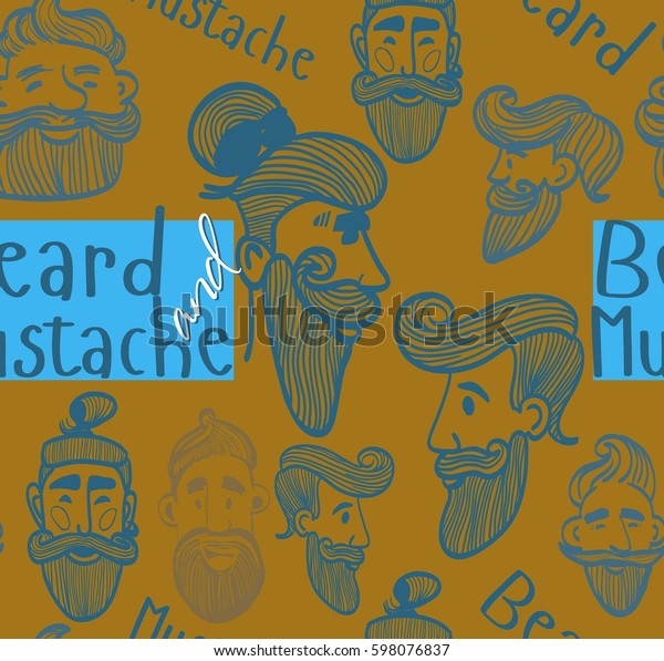 Seamless Pattern Mustache Beard Funny Men Stock Vector (Royalty Free ...