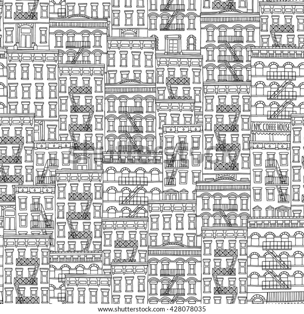 Seamless Pattern New York Style Houses Stock Vector (Royalty Free ...