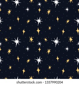 Seamless Pattern Night Sky Stars Stock Vector (Royalty Free) 1337990204 ...