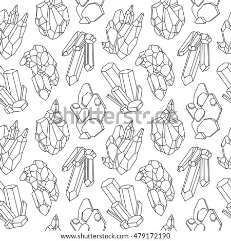 Seamless Pattern Outline Crystals Isolated On Stock Vector (Royalty ...