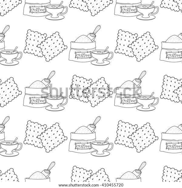 Seamless Pattern Outline Drawings On Theme Stock Vector (Royalty Free ...