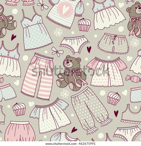 Seamless Pattern Pajamas Underwear Pajama Party Stock Vector (Royalty ...
