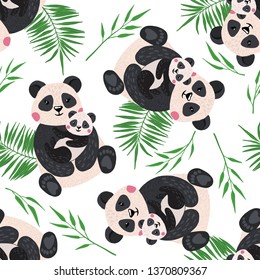 Seamless Pattern Panda Bamboo Isolated On Stock Vector (Royalty Free ...