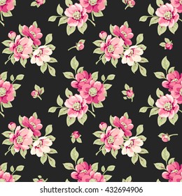 Vector Pink Floral Seamless Pattern On Stock Vector (Royalty Free ...