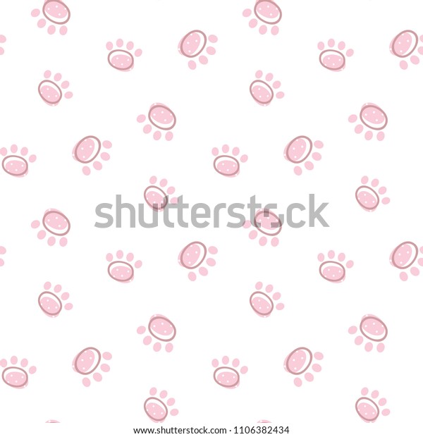 Seamless Pattern Pink Paw Design On Stok Vektör (Telifsiz) 1106382434