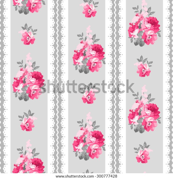 Seamless Pattern Pink Roses Lace Stock Vector (Royalty Free) 300777428 ...