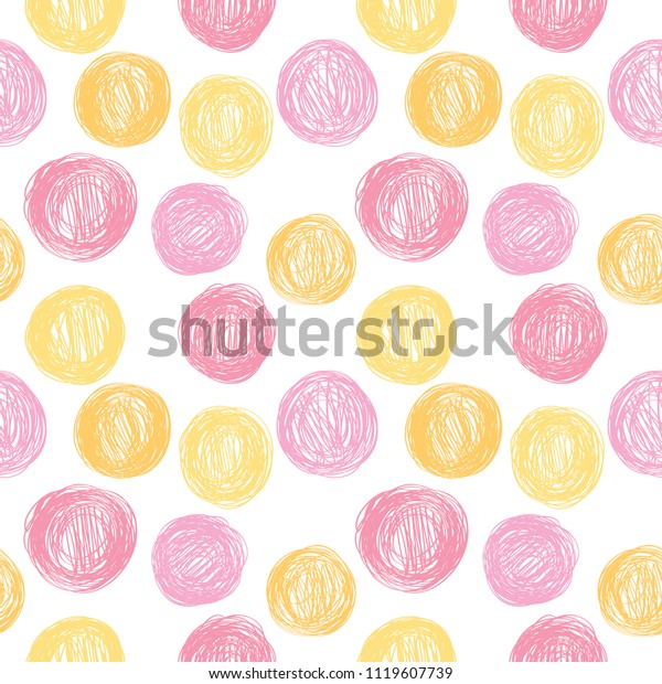Seamless Pattern Polka Dots Pink Yellow Stock Vector (Royalty Free ...