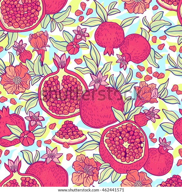 Seamless Pattern Pomegranates Decorative Patterns Pomegranate Stock ...